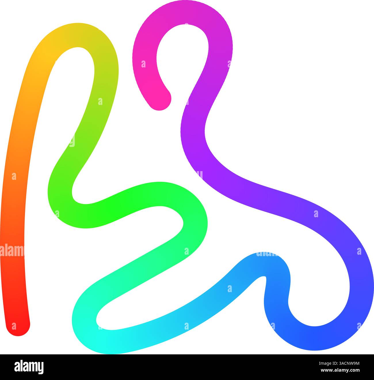 Abstract wavy gradient background with colorful squiggle lines, neon ribbon shapes, fluid swirl ...