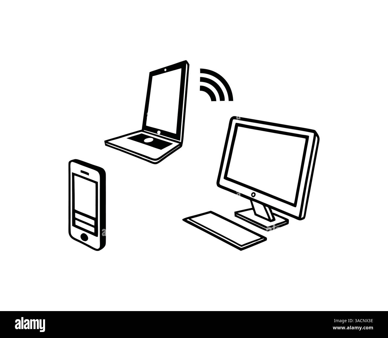 Wireless Network Connection of Devices Illustration Stock Vector Image ...