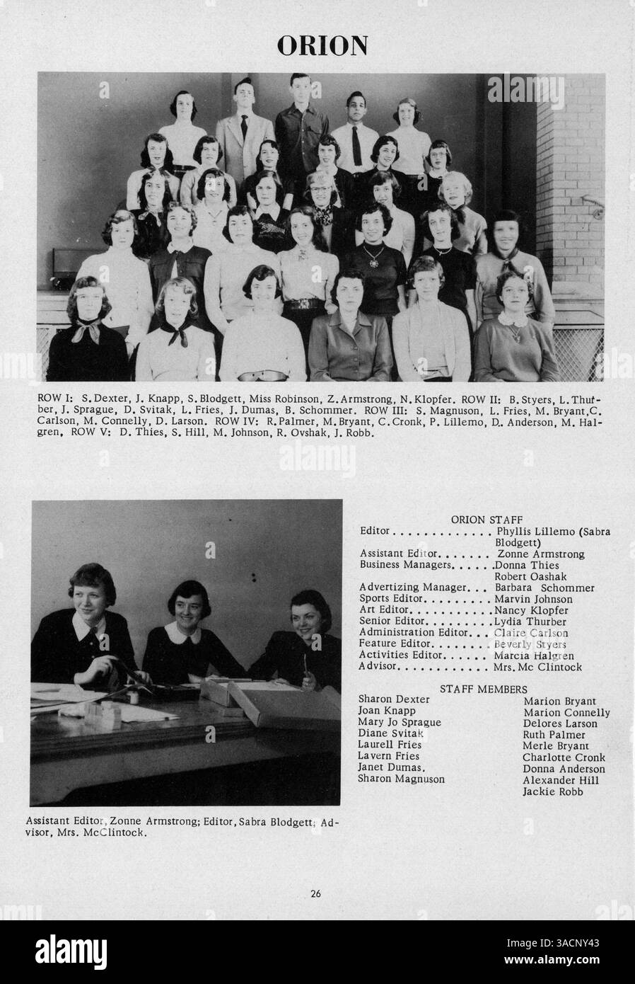 This 1952 orion yearbook documents the events hi-res stock photography ...