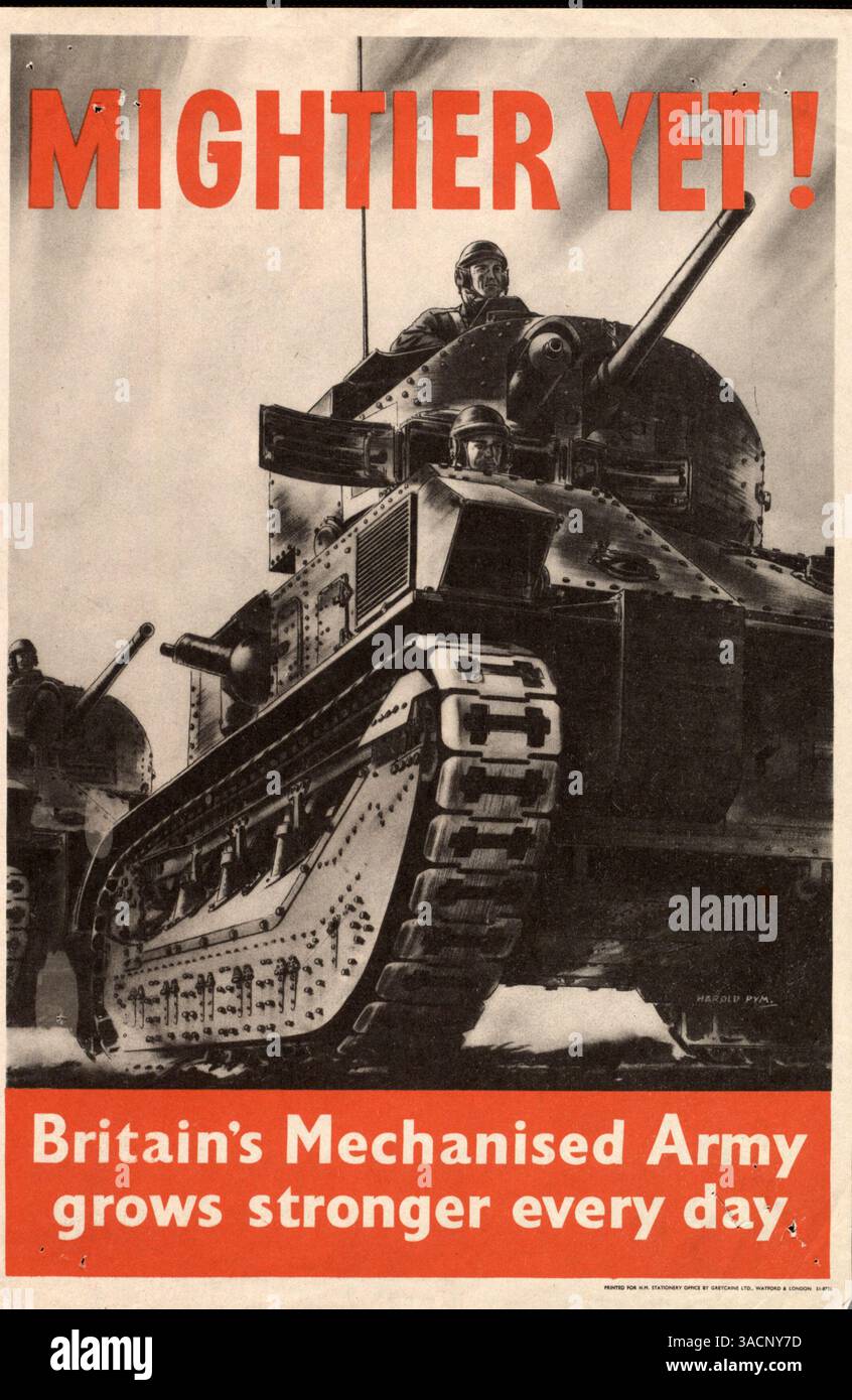 This drawing illustrates soldiers in tanks, representing Britain's ...
