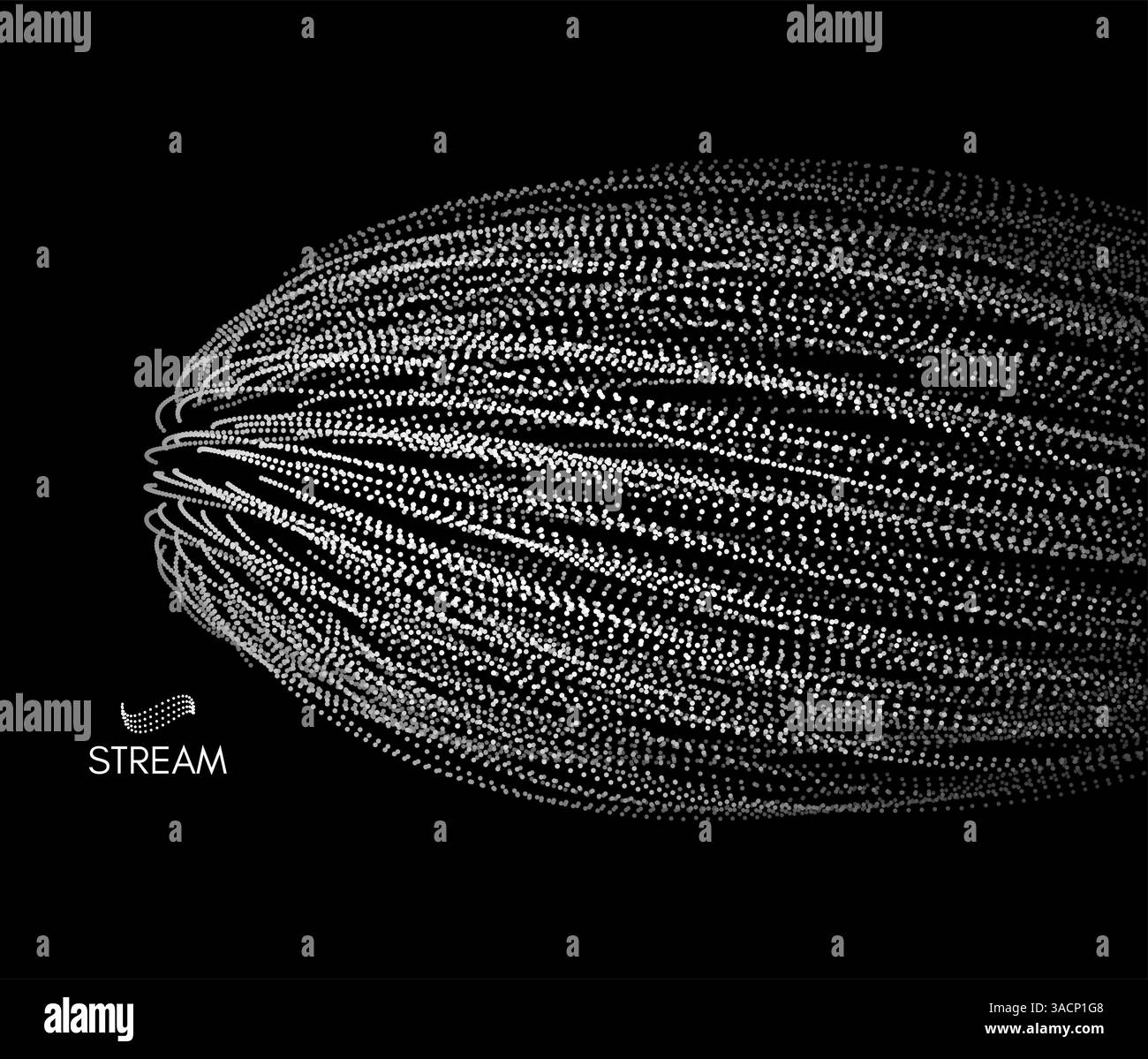 Array with dynamic particles. 3d futuristic technology style. Abstract background. Vector ...