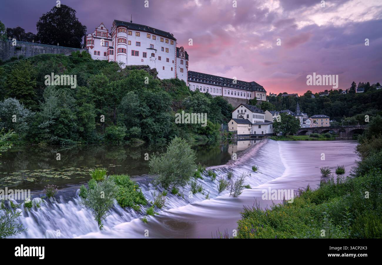 Panoramic image of historic buildings of Weilburg close to the Lahn ...