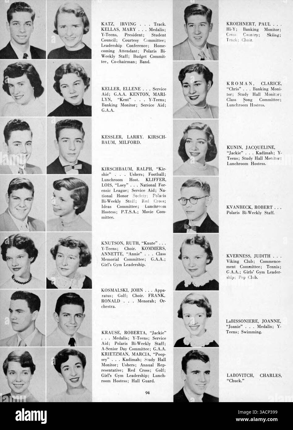 The 1954 polaris yearbook documents student life hi-res stock ...