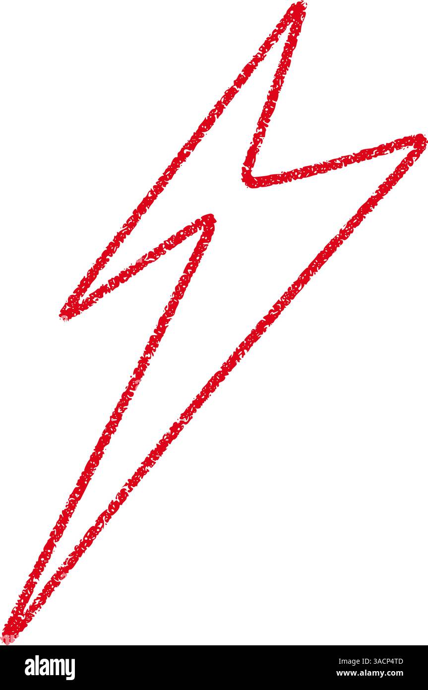 Red Hand-drawn doodle elements lightning, thunderbolt sketchy crayon ...
