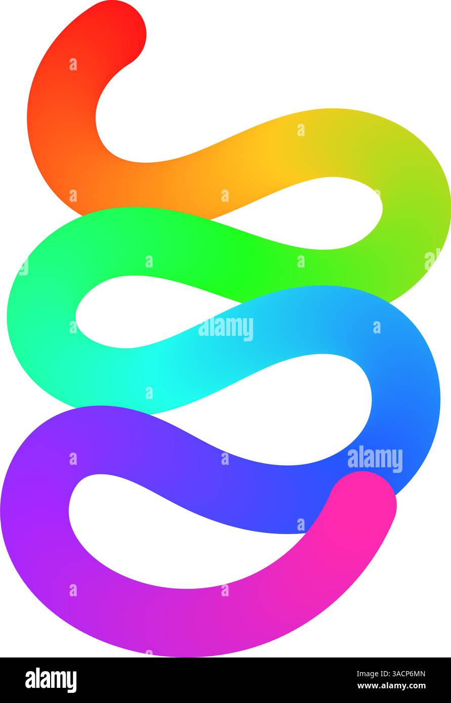 Abstract wavy gradient background with colorful squiggle lines, neon ribbon shapes, fluid swirl ...