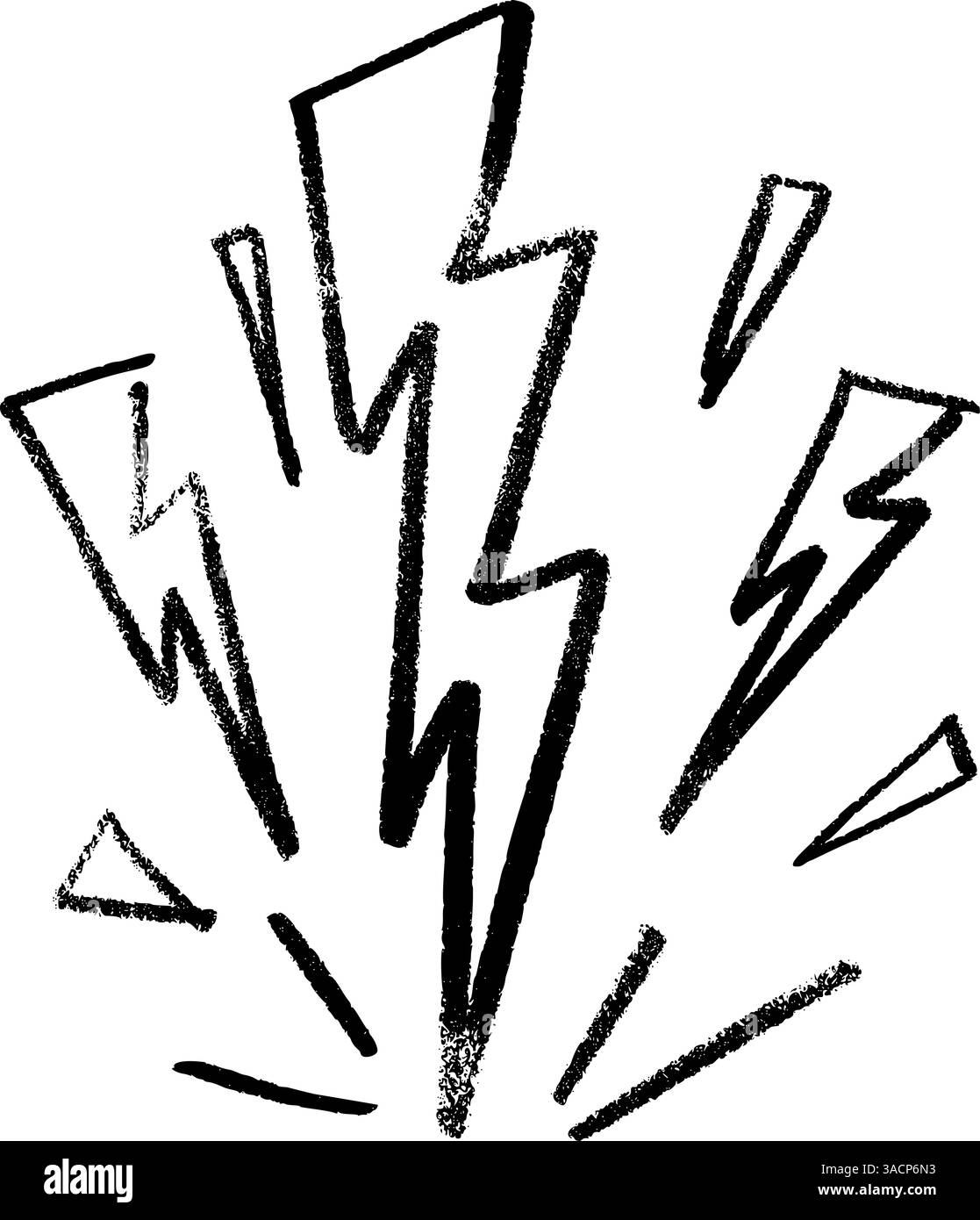 Thunder bolt doodle with hand-drawn lightning flash. Electric energy ...