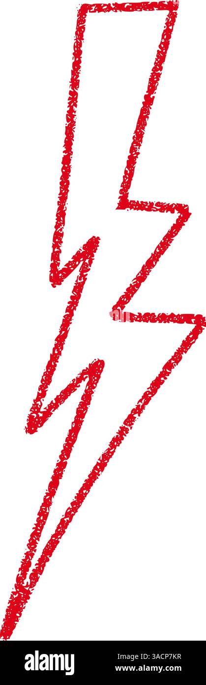 Red Hand-drawn doodle elements lightning, thunderbolt sketchy crayon ...