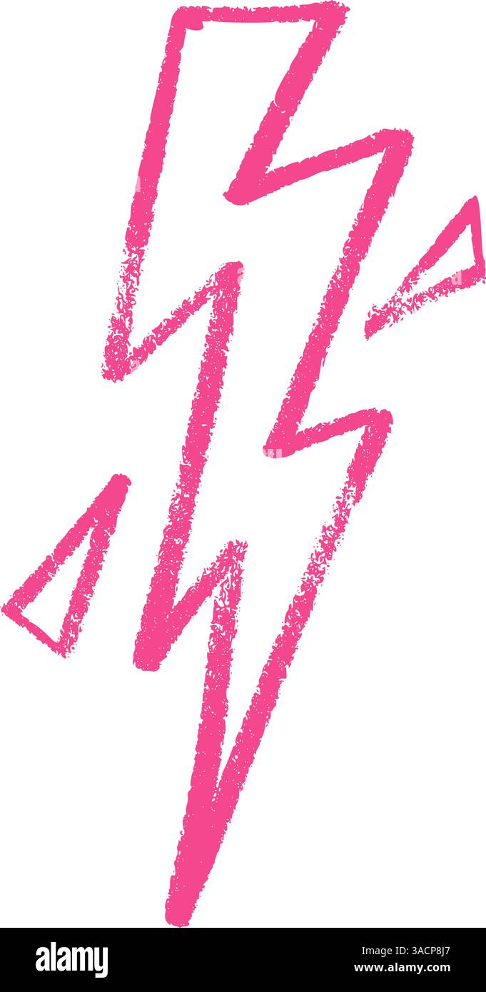 Pink outline Lightning drawn electric energy flash. Hand-sketched ...