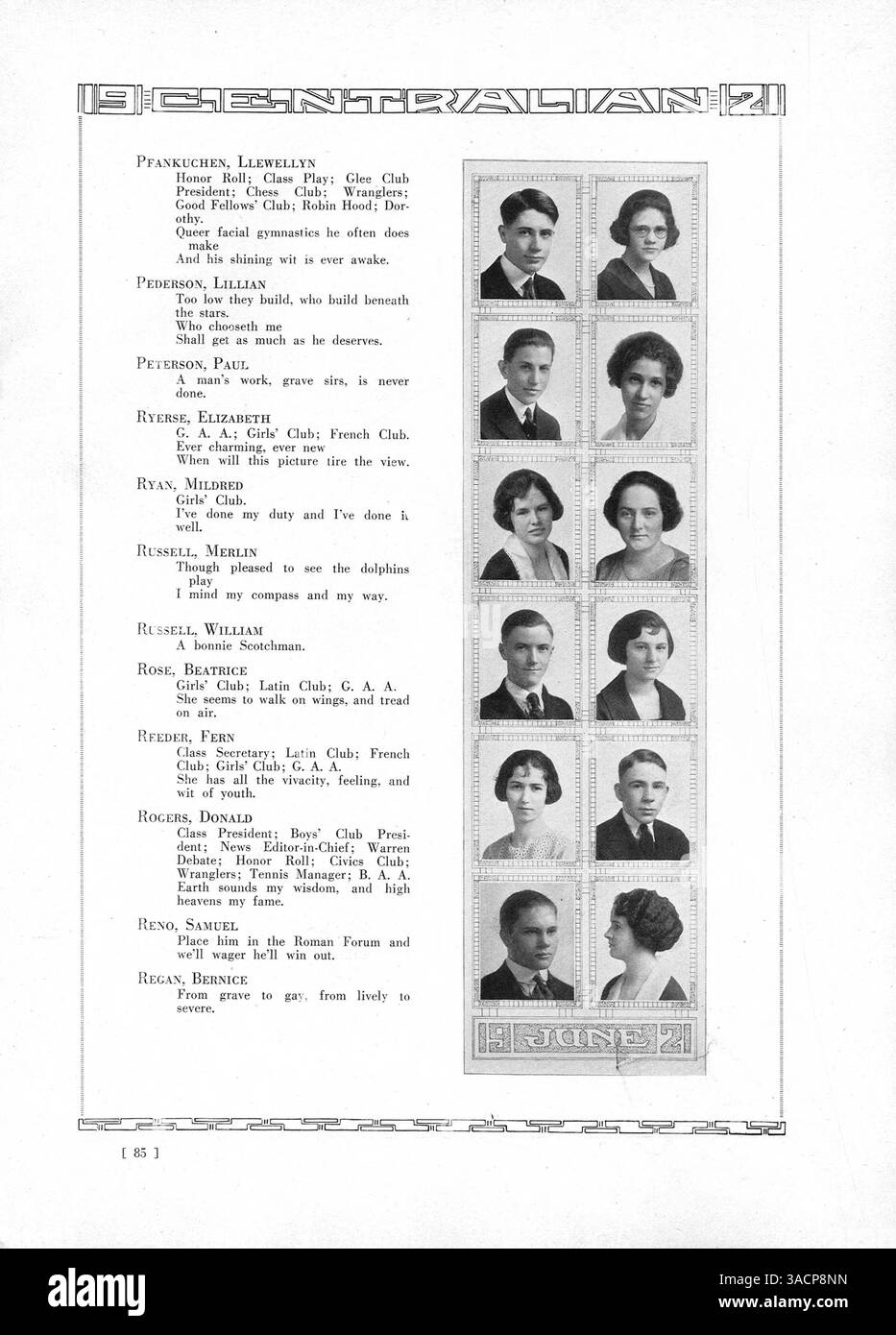 The 1921 Centralian Yearbook captures the student body, teachers, clubs ...