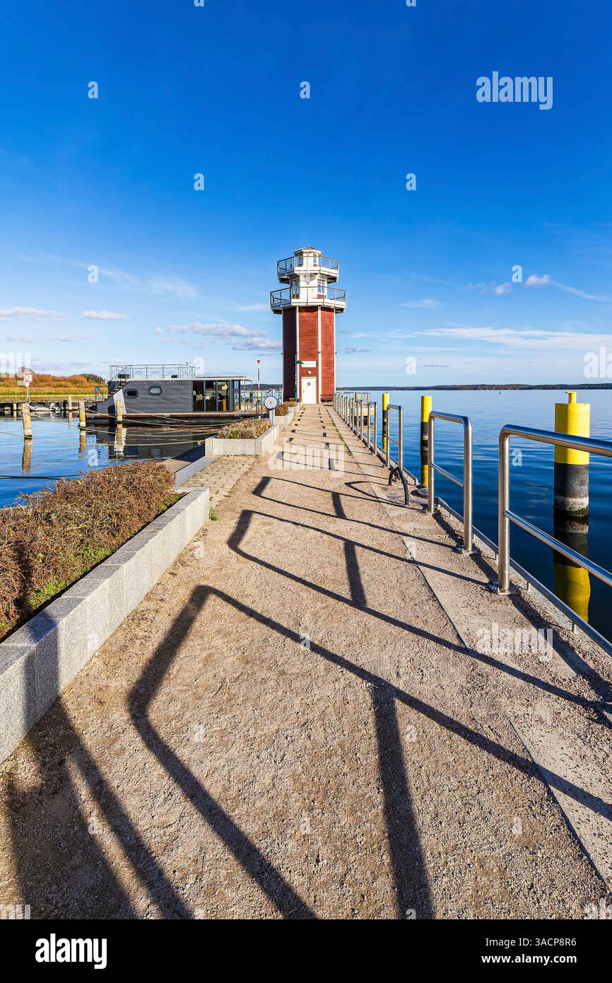 Lighthouse and harbor on Lake Plau in the town of Plau am See Stock ...