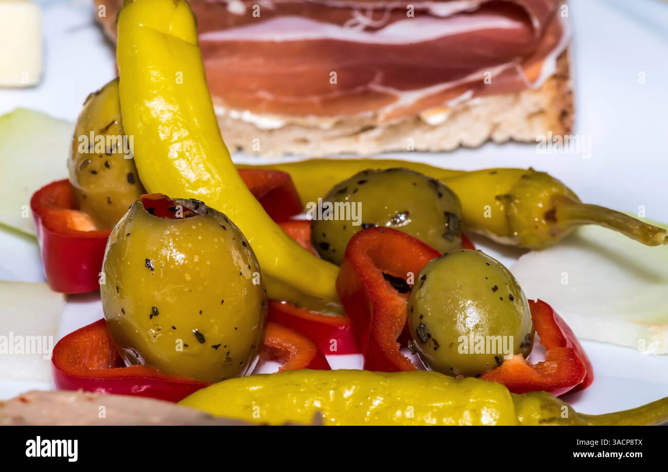 Vegetable garnish on the snack plate Stock Photo - Alamy