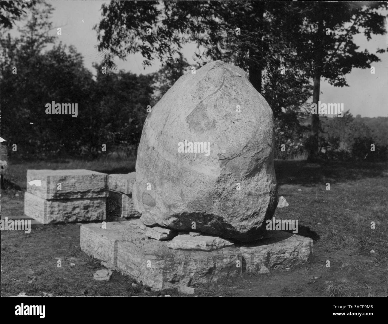 This boulder marks the beginning of the riverbank path along the ...