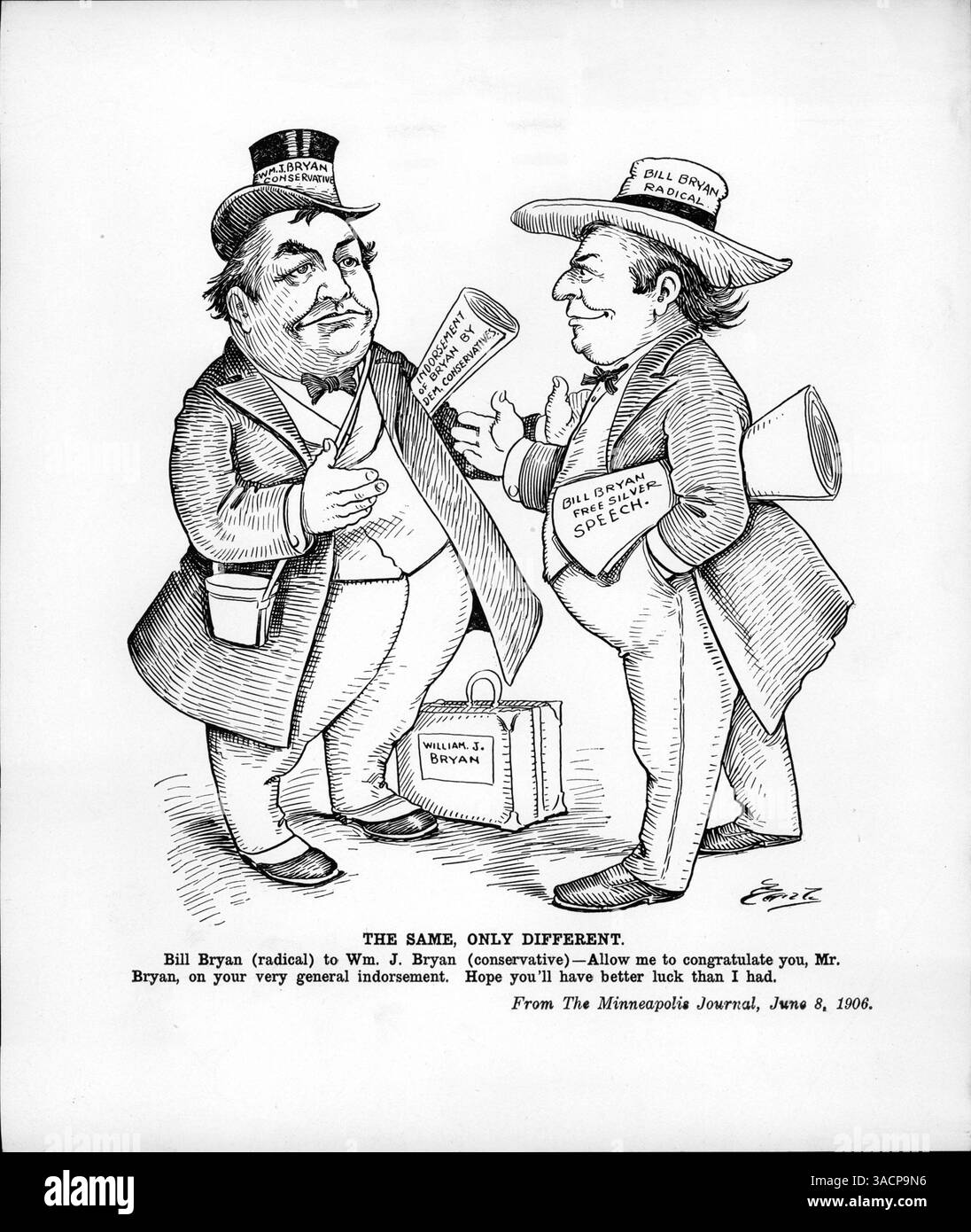 This political cartoon depicts William Jennings Bryan meeting with his ...