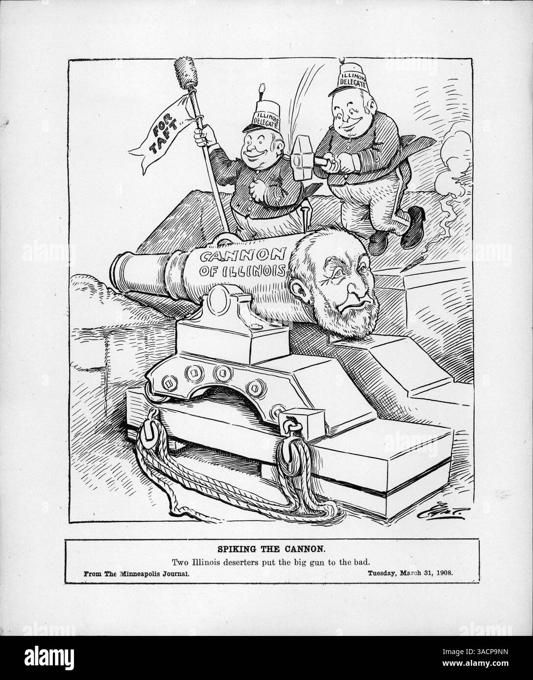 This political cartoon depicts Illinois delegates, with one holding a ...