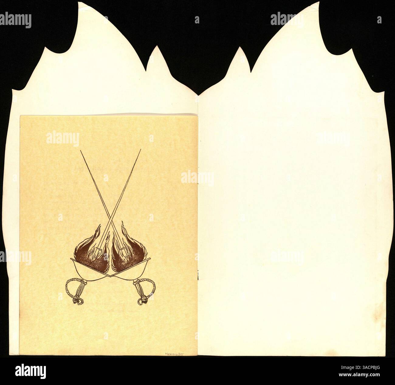 The Flame Room menu features a cut-out cover in gold, brown, yellow ...