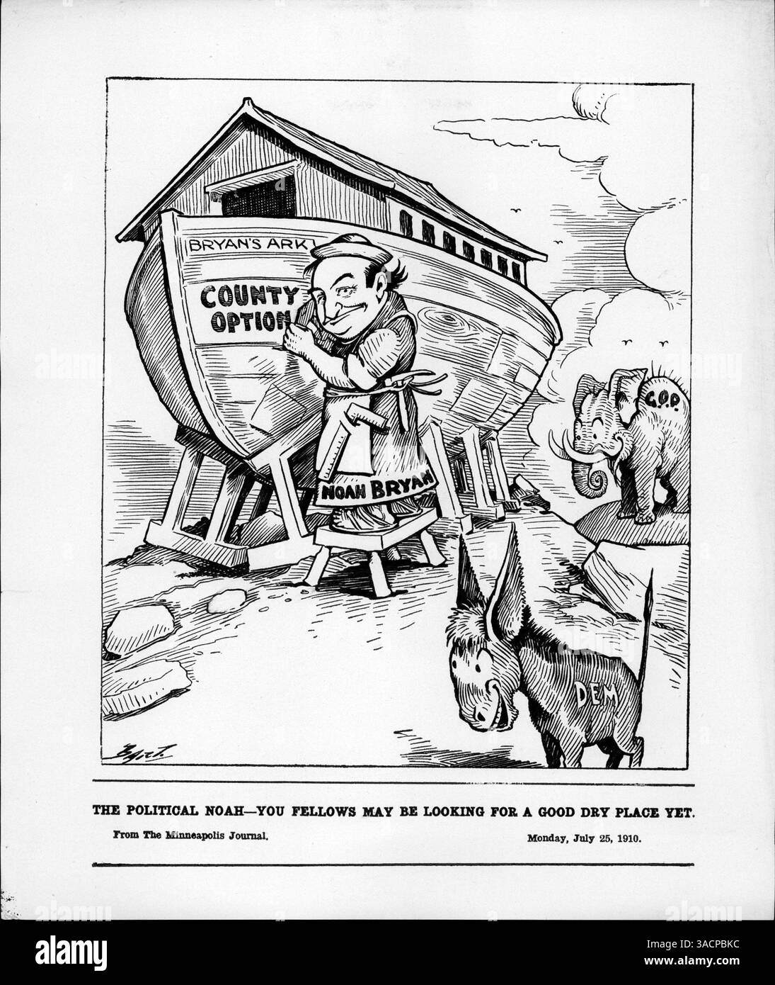 A political cartoon depicting William Jennings Bryan as Noah, standing ...