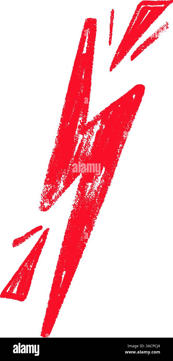 Red Hand draw thunder bolt with zappy doodle lines. Electric lightning ...