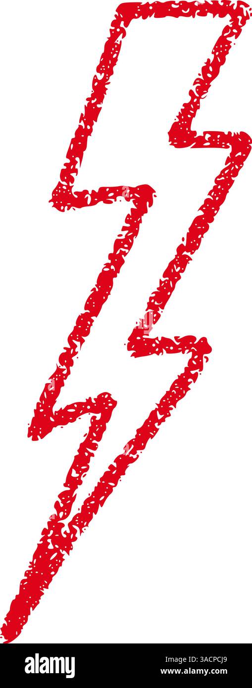 Red Hand-drawn doodle elements lightning, thunderbolt sketchy crayon ...