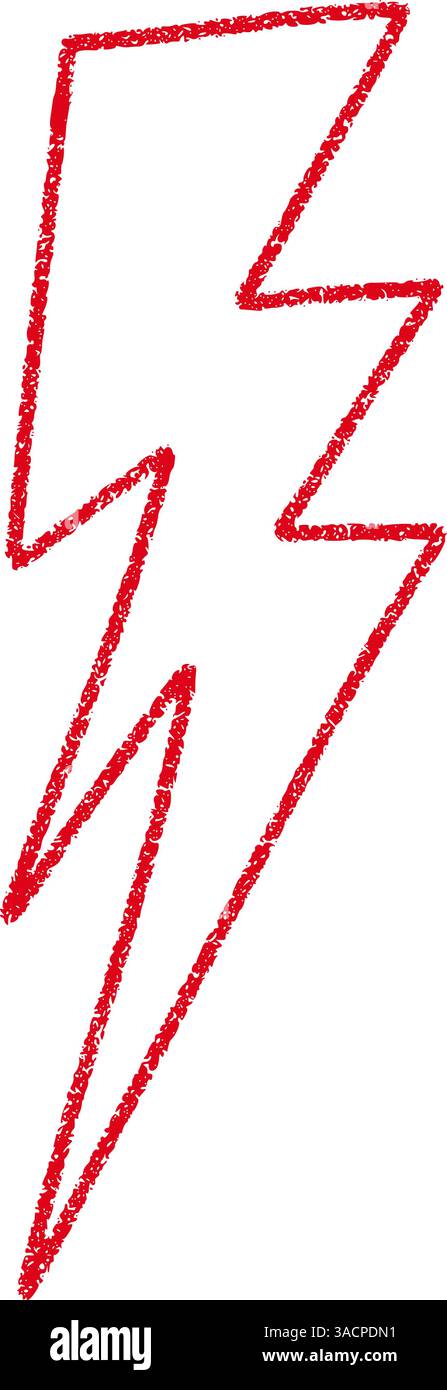 Red Hand-drawn doodle elements lightning, thunderbolt sketchy crayon ...