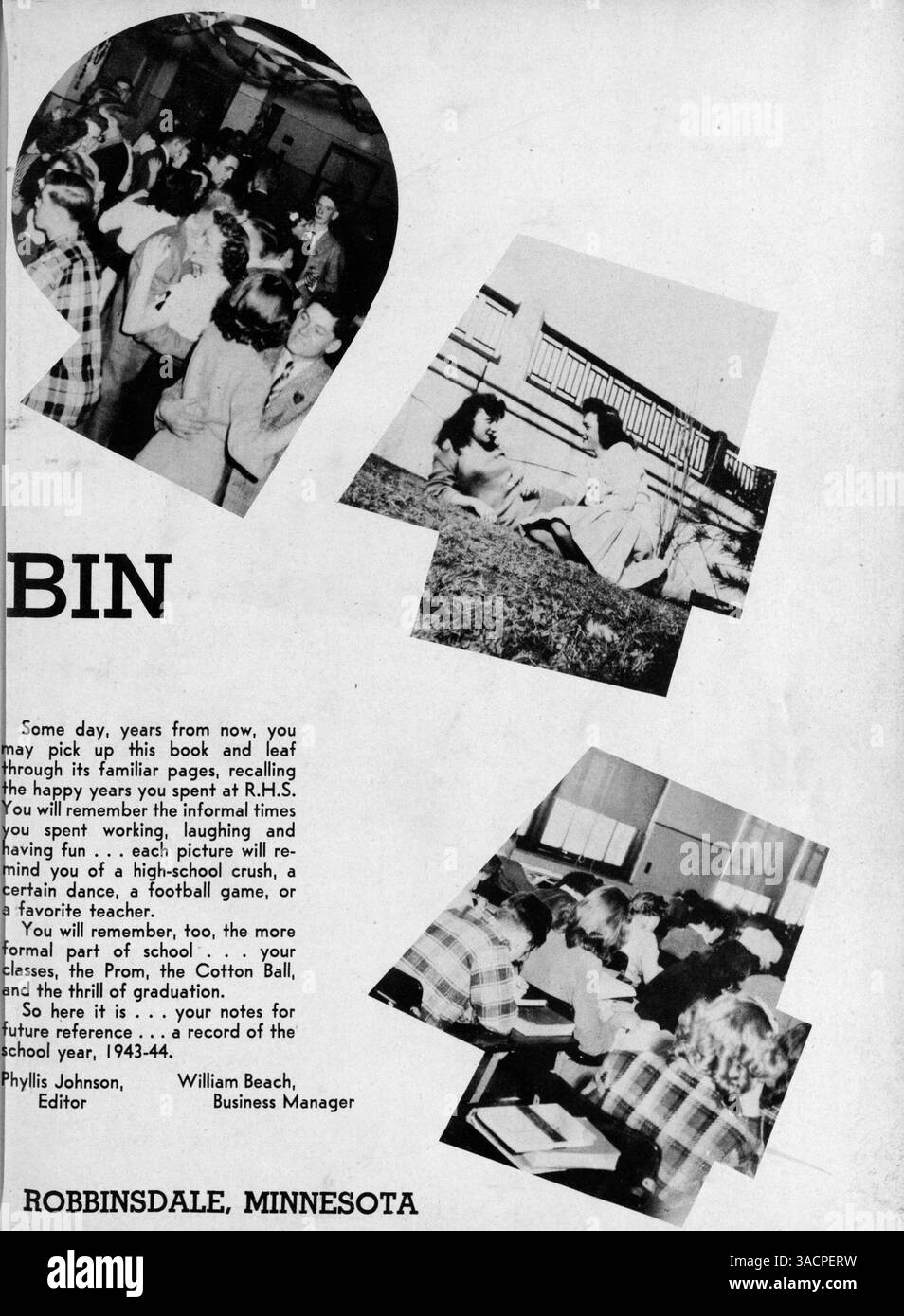 The 1944 robbinsdale high school yearbook documents students hi-res ...