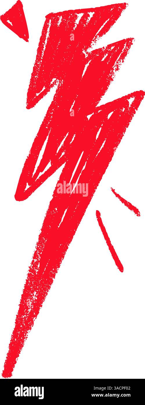 Red Hand draw thunder bolt with zappy doodle lines. Electric lightning ...