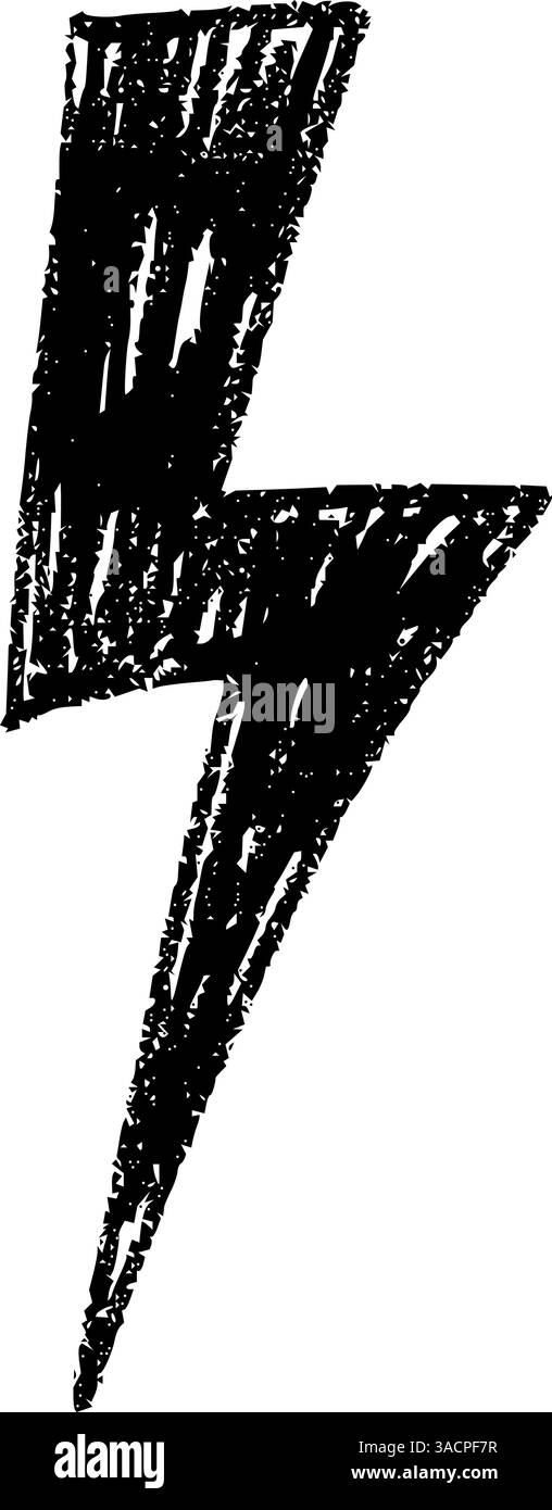 Hand-drawn lightning bolt icon with electric energy effect. Cartoon ...