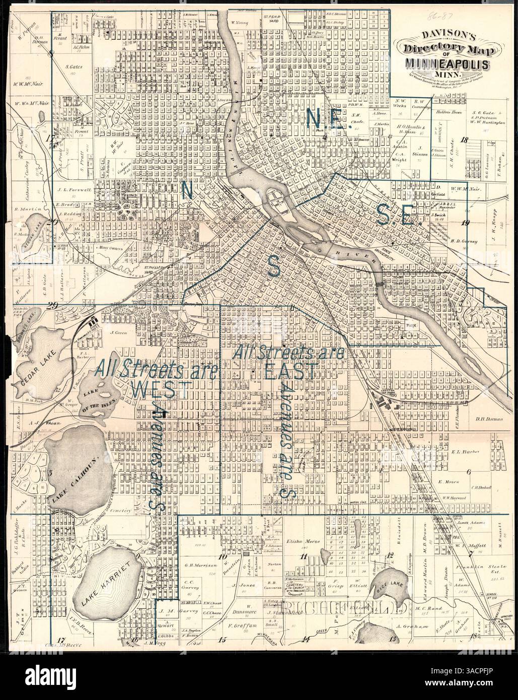 This map from davisons directory of minneapolis shows the city hi-res ...