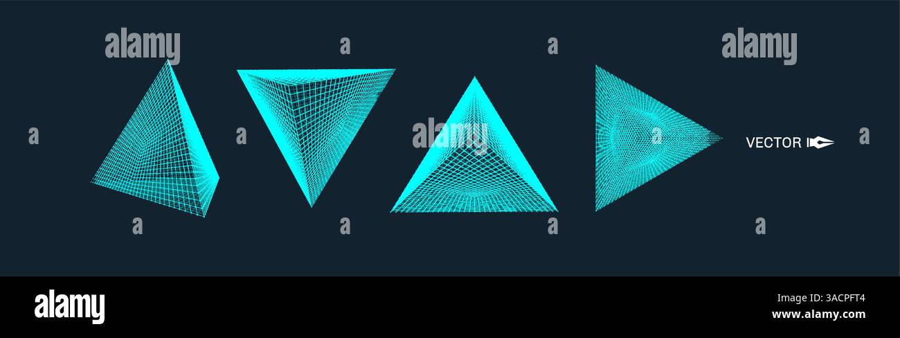 Pyramid. Molecular grid. 3d technology style. Vector illustration ...