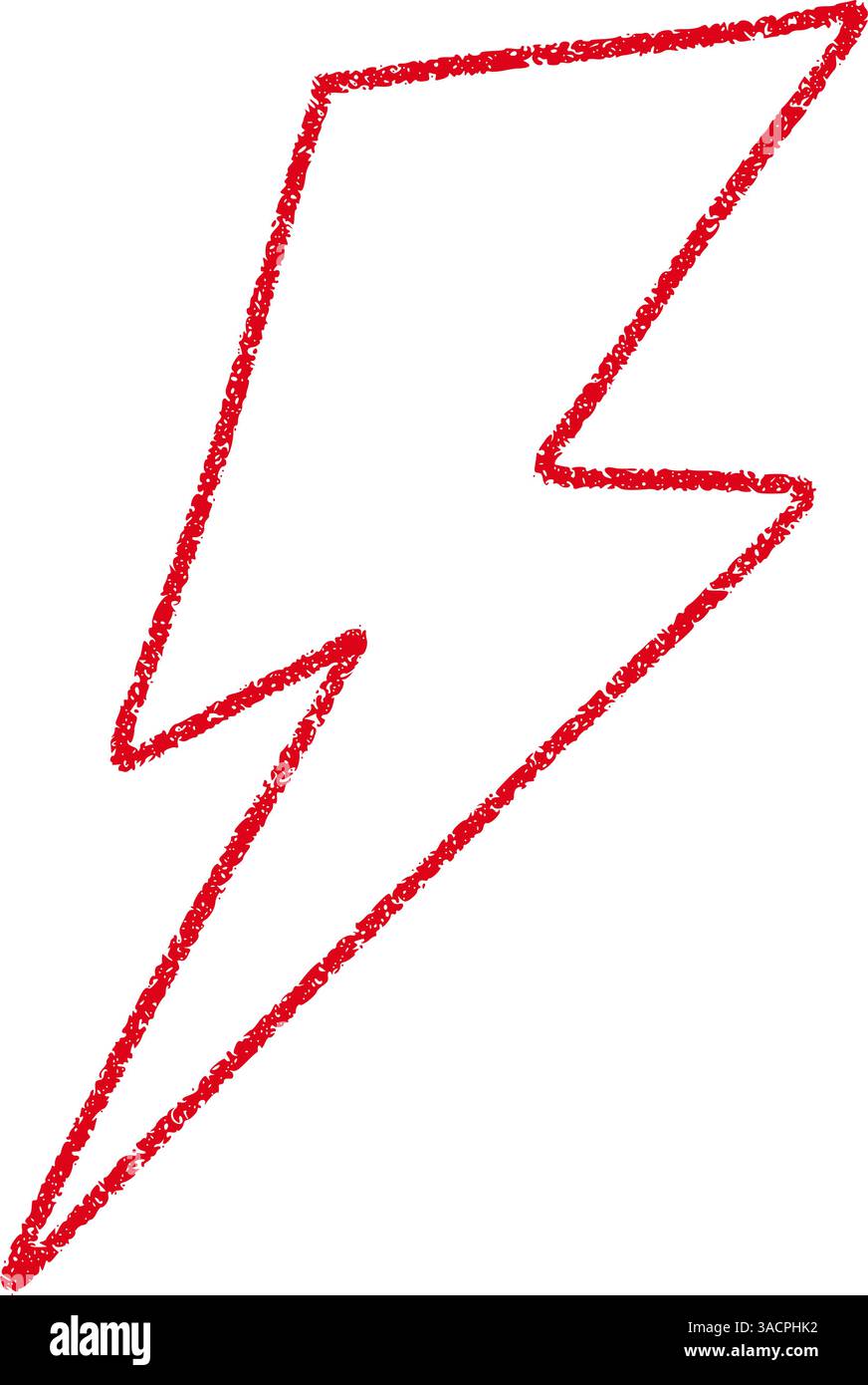 Red Hand-drawn doodle elements lightning, thunderbolt sketchy crayon ...
