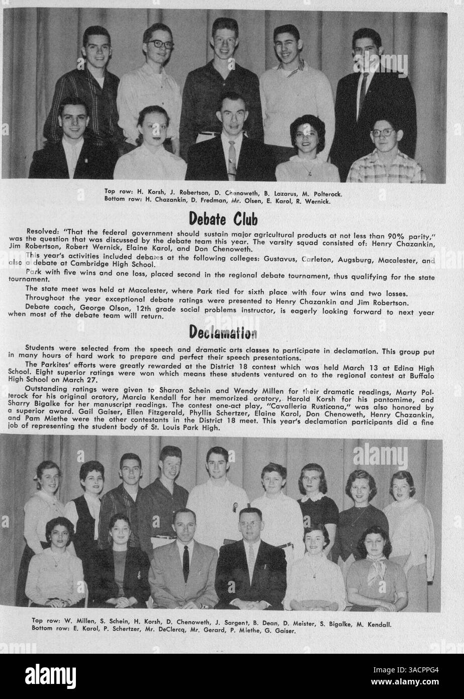 The 1957 echowan yearbook highlights st louis park high school hi-res stock photography and ...