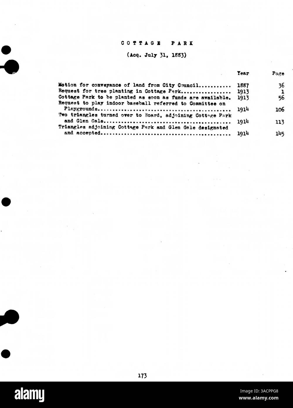 The Federal WPA compiled this index for the Minneapolis Park Board ...