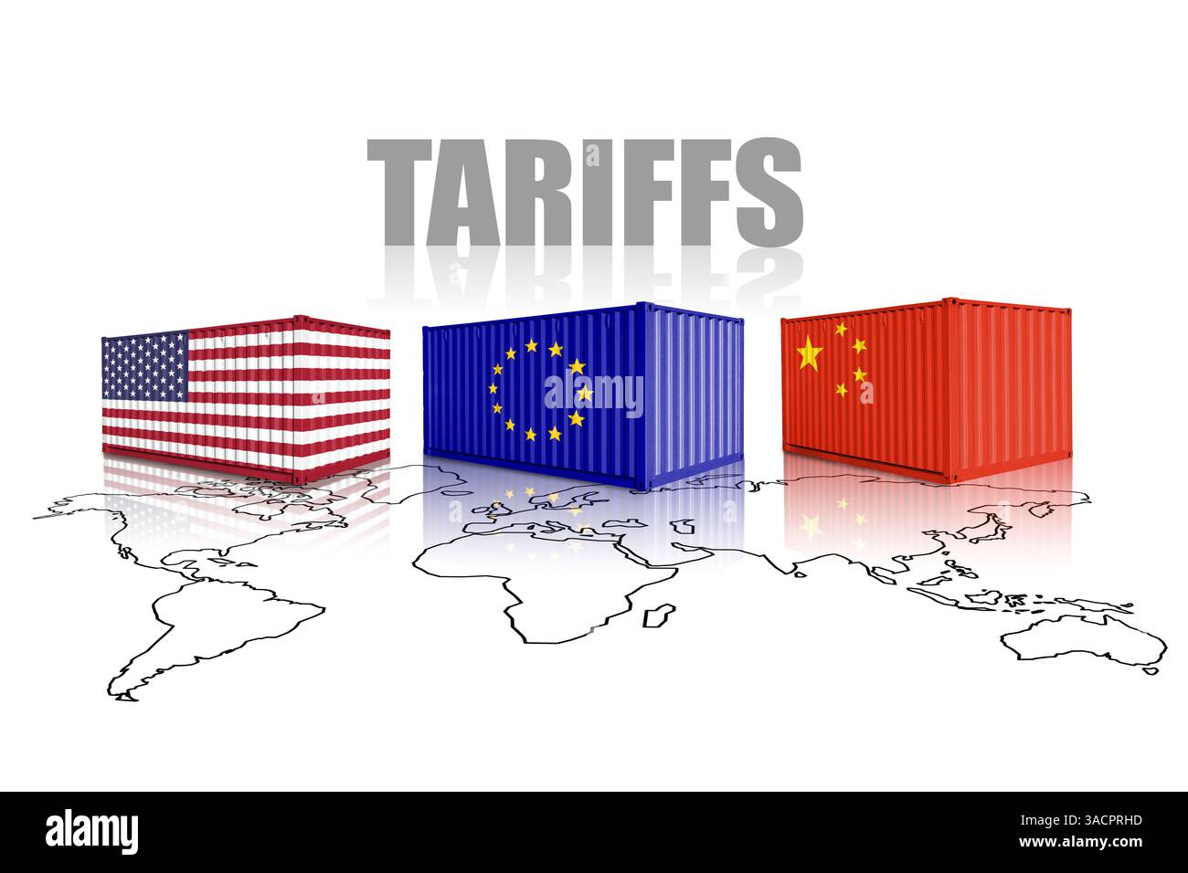 Trade Containers Made From USA EU And China Flags On A World Map trade-containers-made-from-usa-eu-and-china-flags-on-a-world-map
