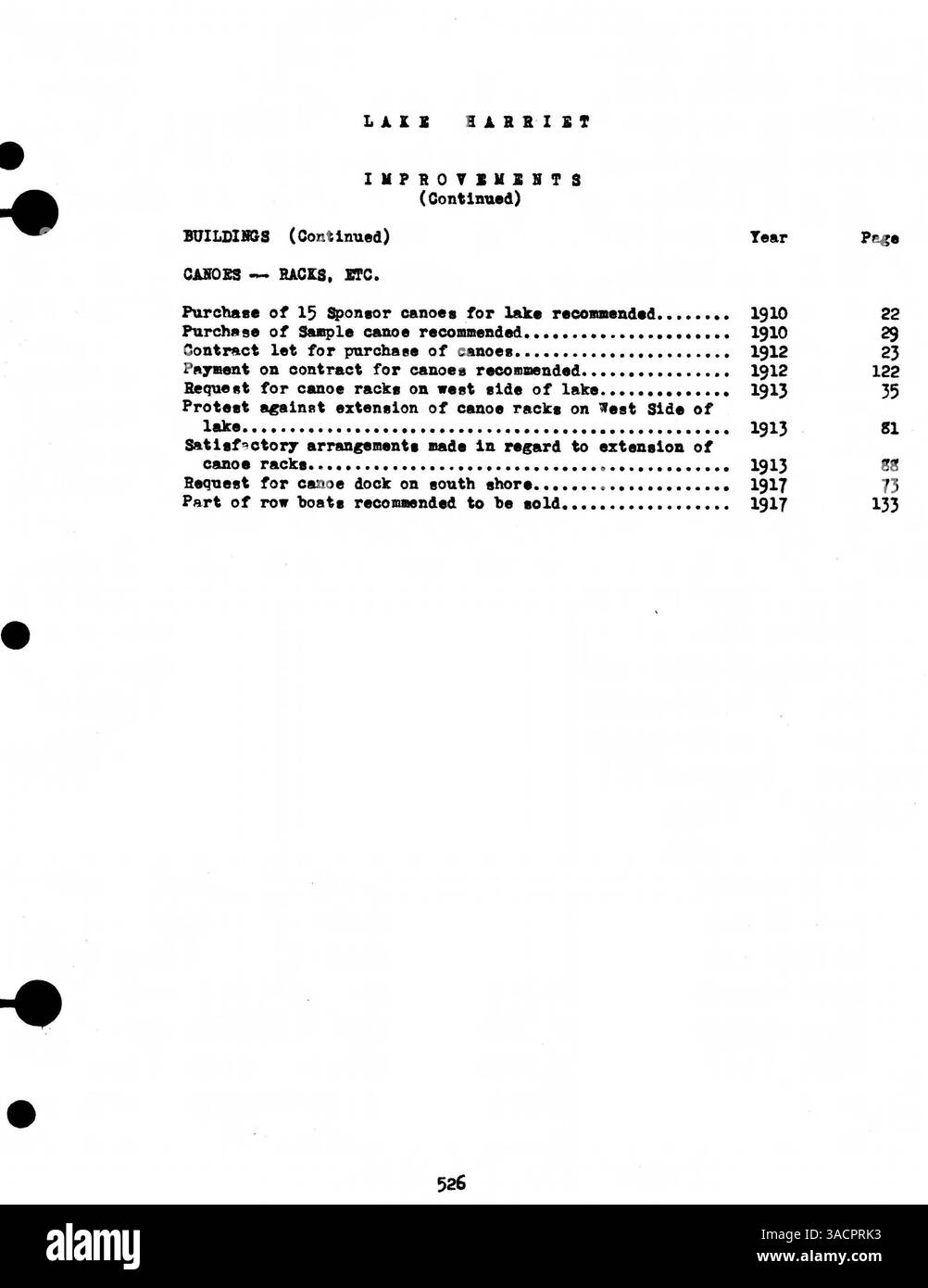 Prepared under the WPA, this index organizes Minneapolis Park Board ...