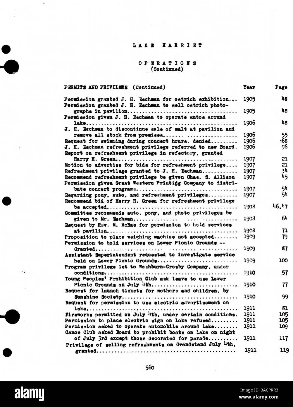 The wpa index for the minneapolis park board proceedings hi-res stock ...