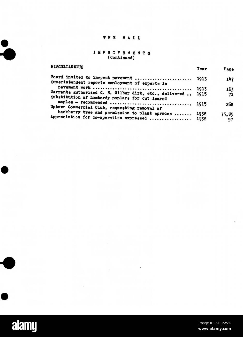 The index, prepared under the Federal WPA for the Minneapolis Park ...