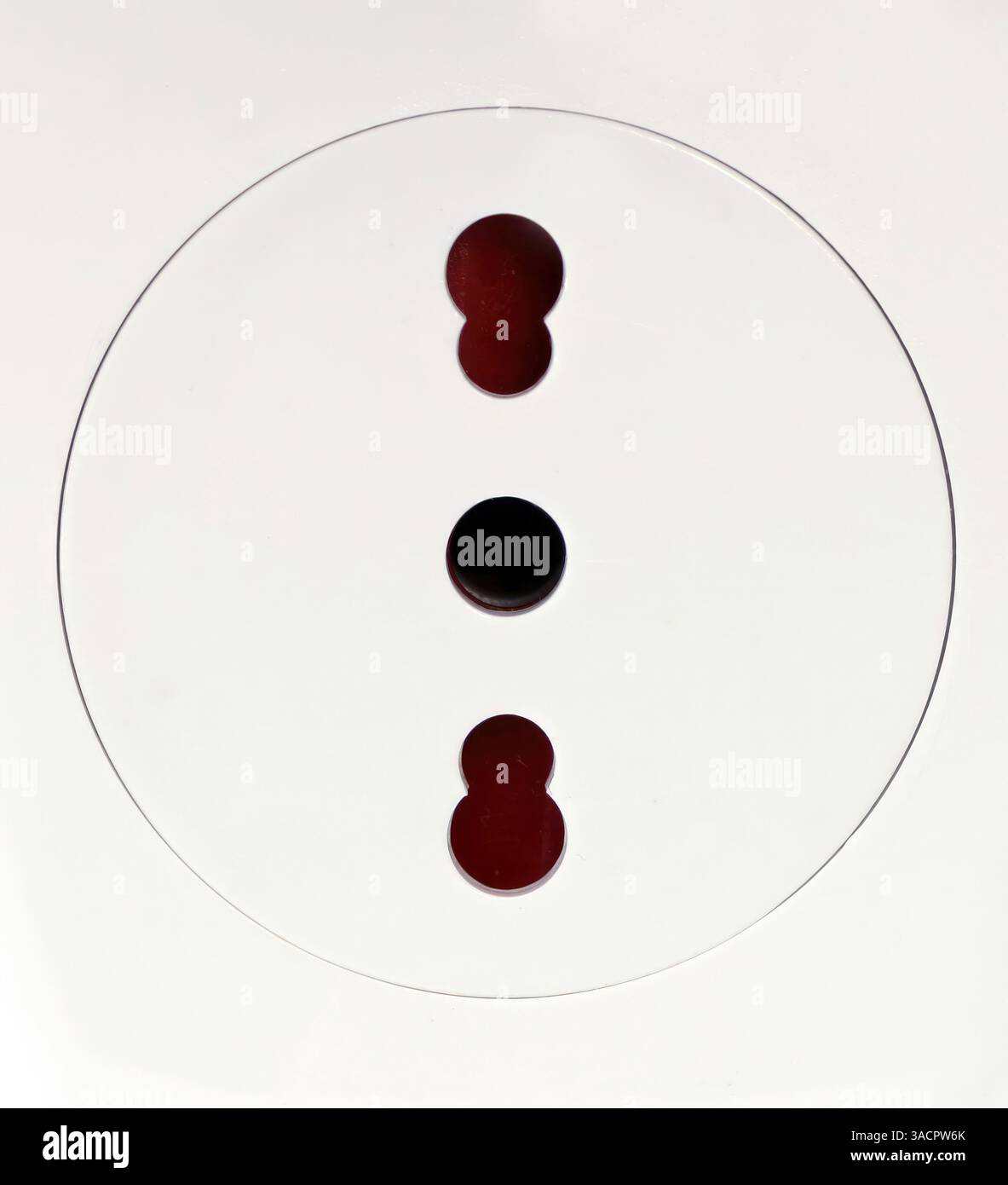 Close up of a standard white electrical outlet featuring the grounding ...