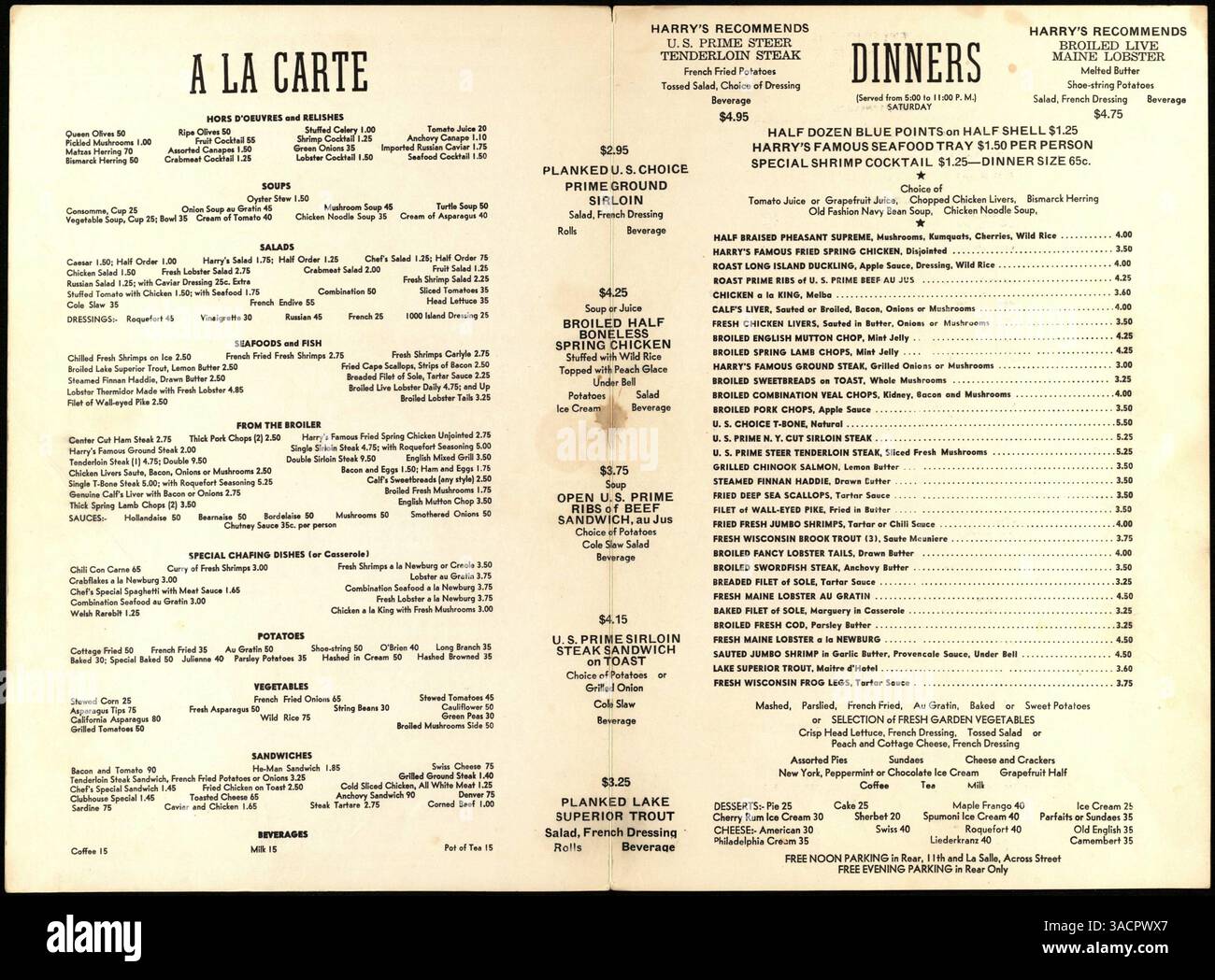 Harrys incomparable cafe menu is a bi fold hi-res stock photography and ...