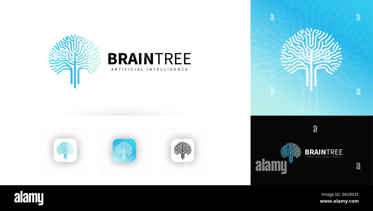 Brain tree symbol. Neural connections, growth. Abstract technology ...