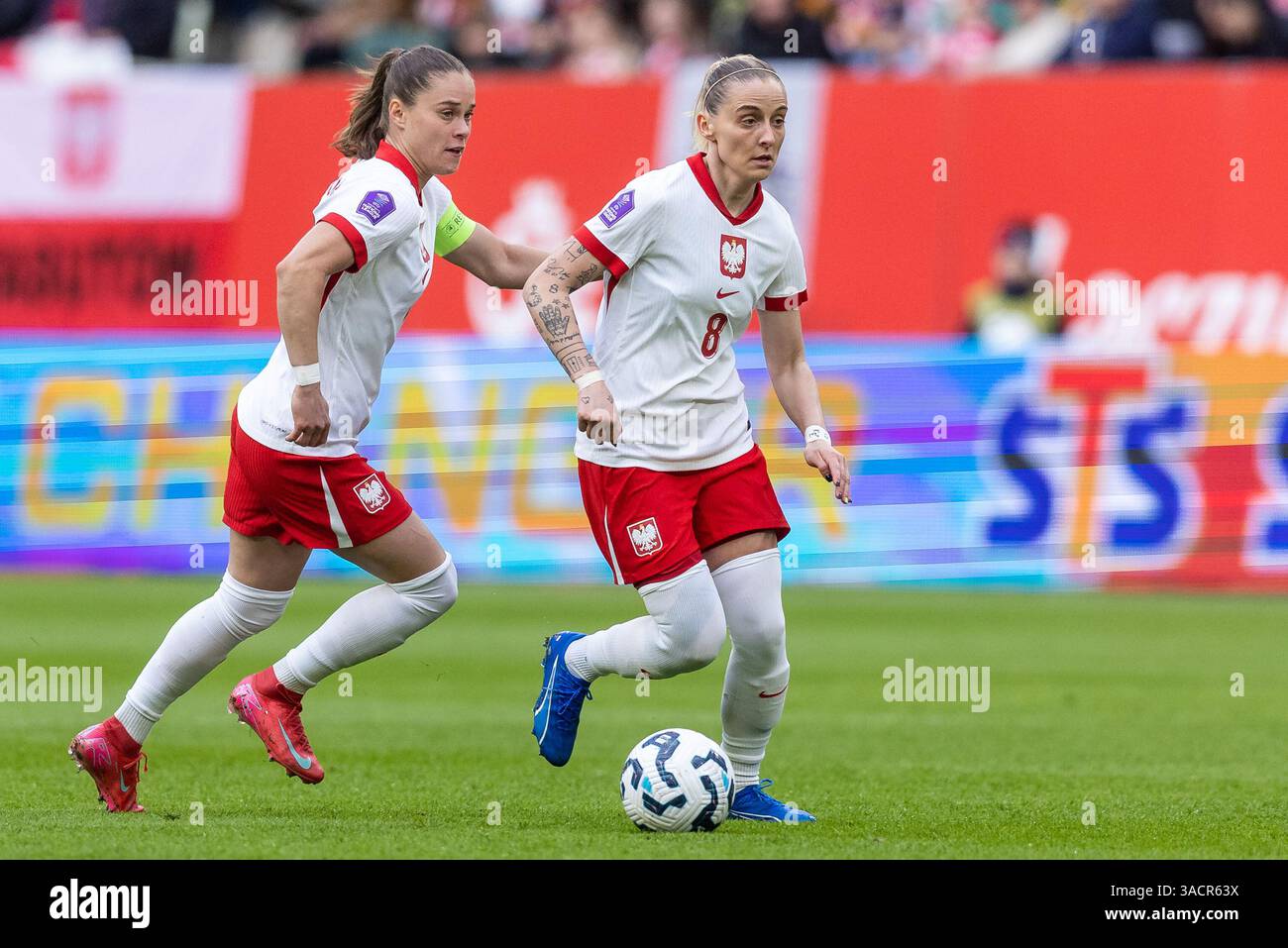 Gdansk Stadium, Gdansk, Poland. 4th Apr, 2025. Womens Nations League International Football ...