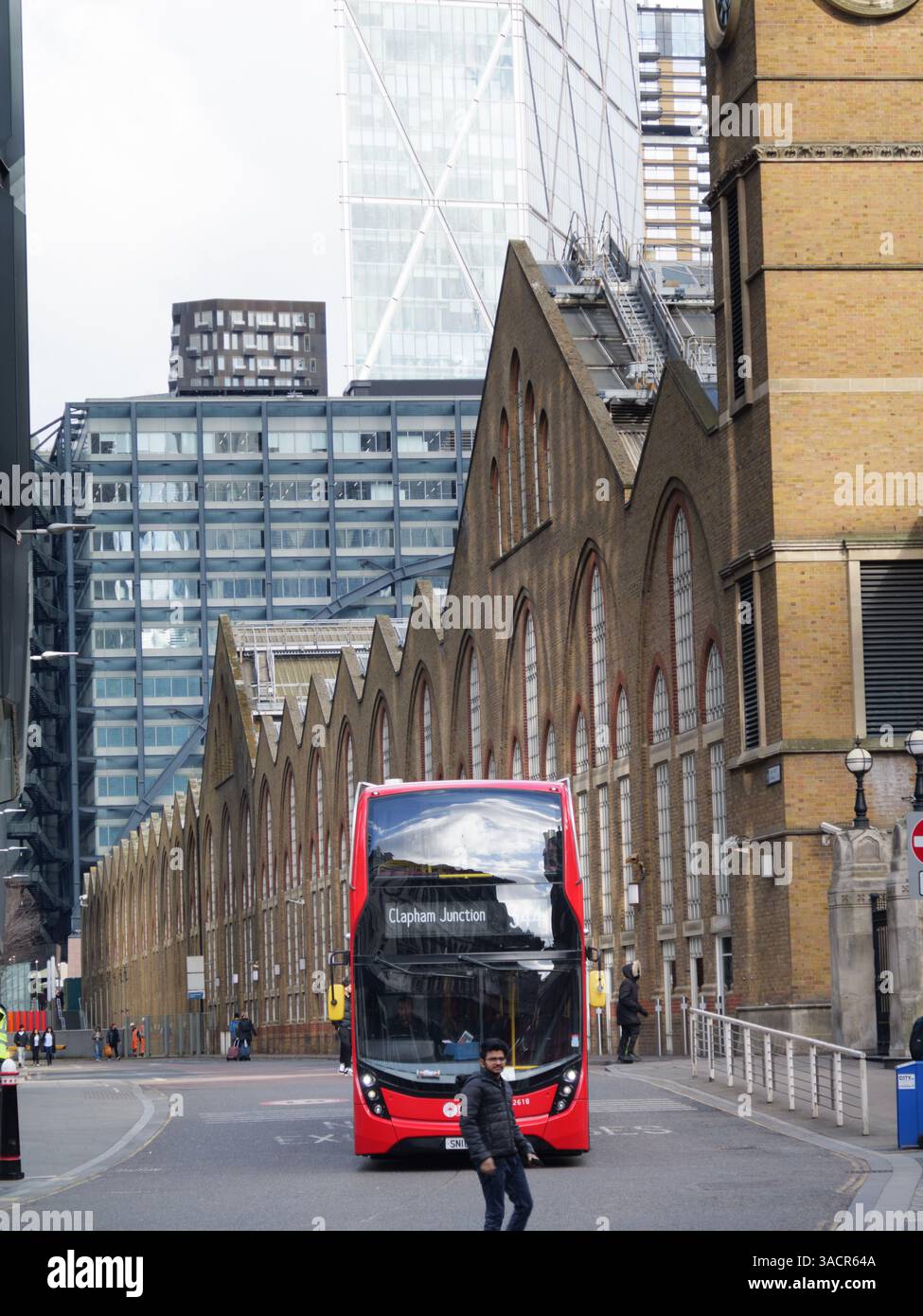 Sun Street Passage bus stop adjacent to Liverpool Street Station London ...