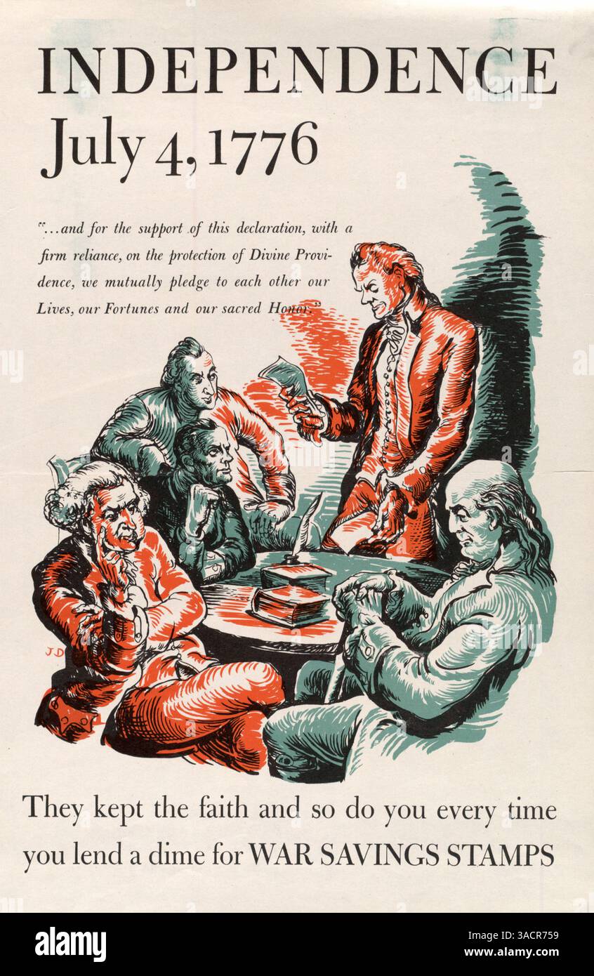 A depiction of the signing of the Declaration of Independence, showing ...