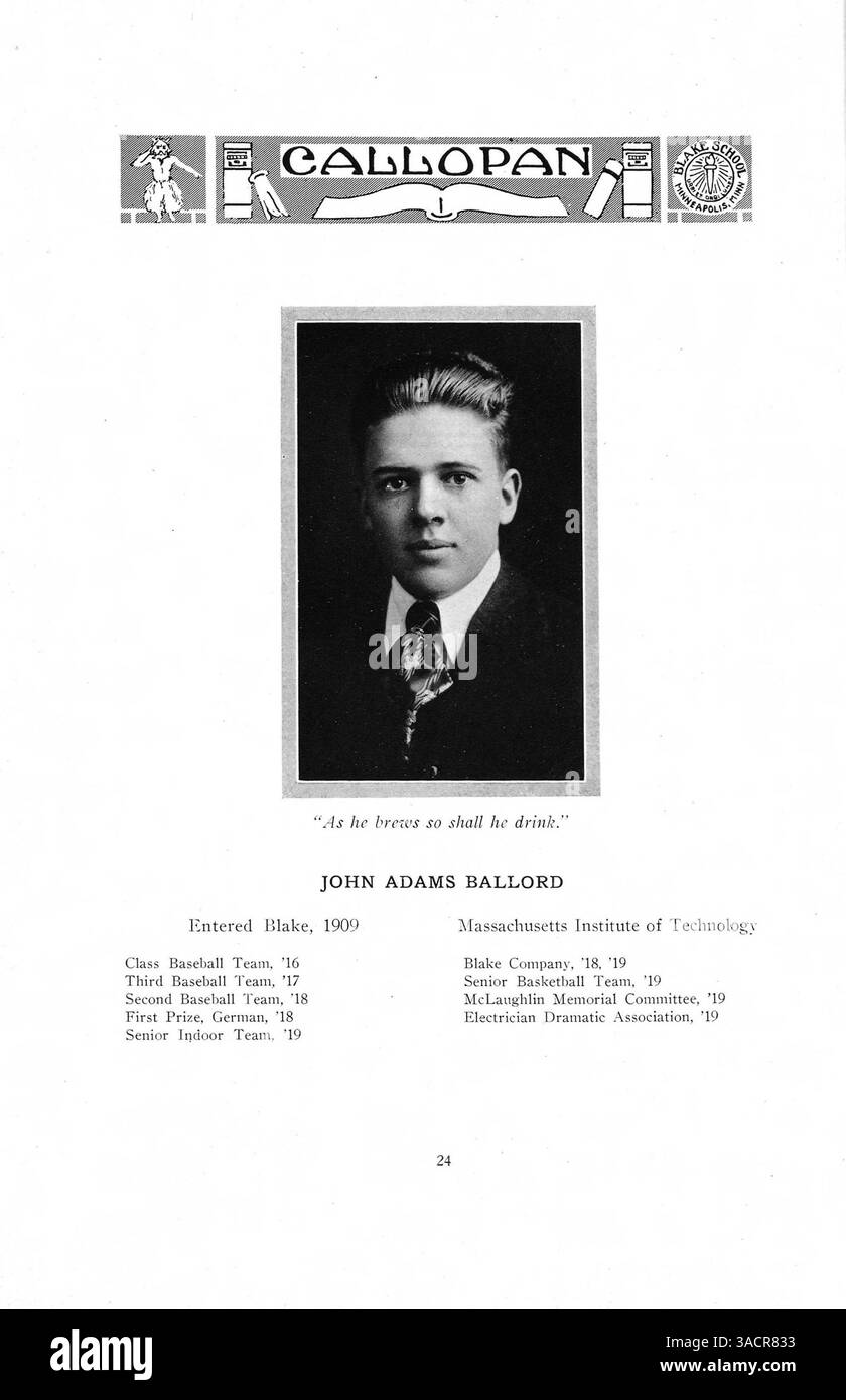 The 1919 edition of Blake High School's yearbook, 'The Callopan ...