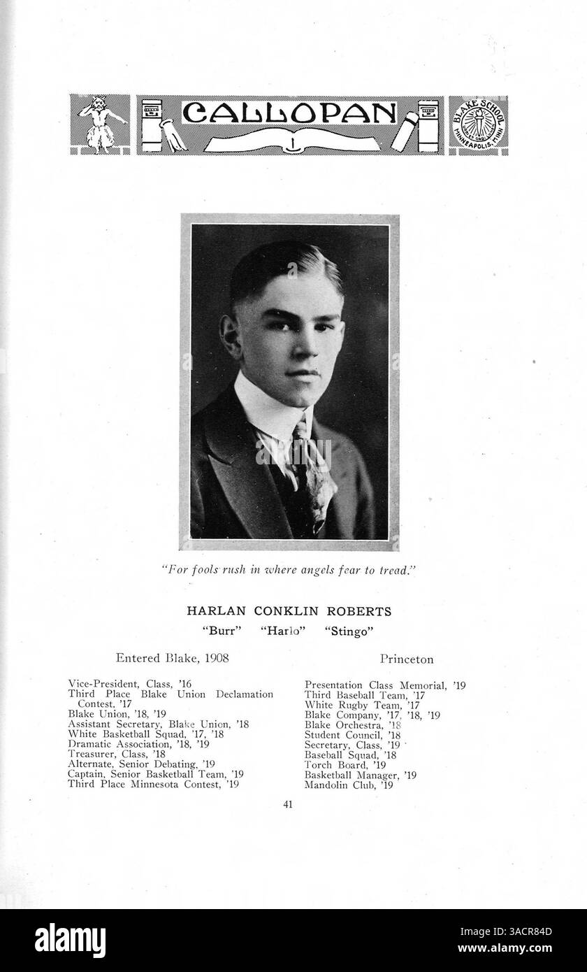 Blake High School’s 1919 yearbook, 'The Callopan,' includes records of ...