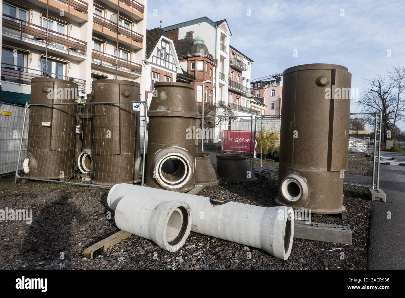 The picture shows a warehouse with sewage pipes on the roadside in Bad ...