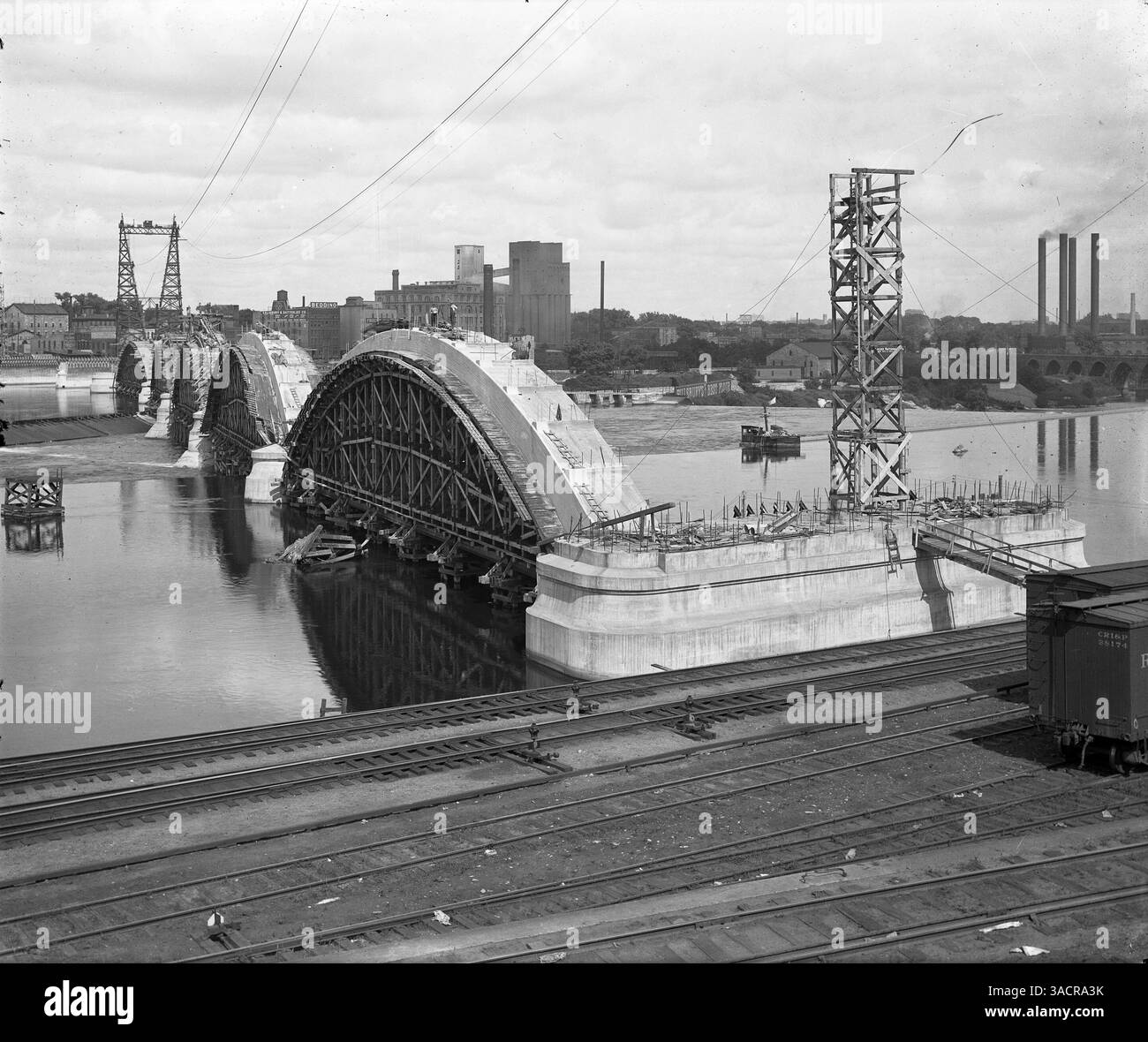 The construction process of the Third Avenue Bridge is shown, with ...