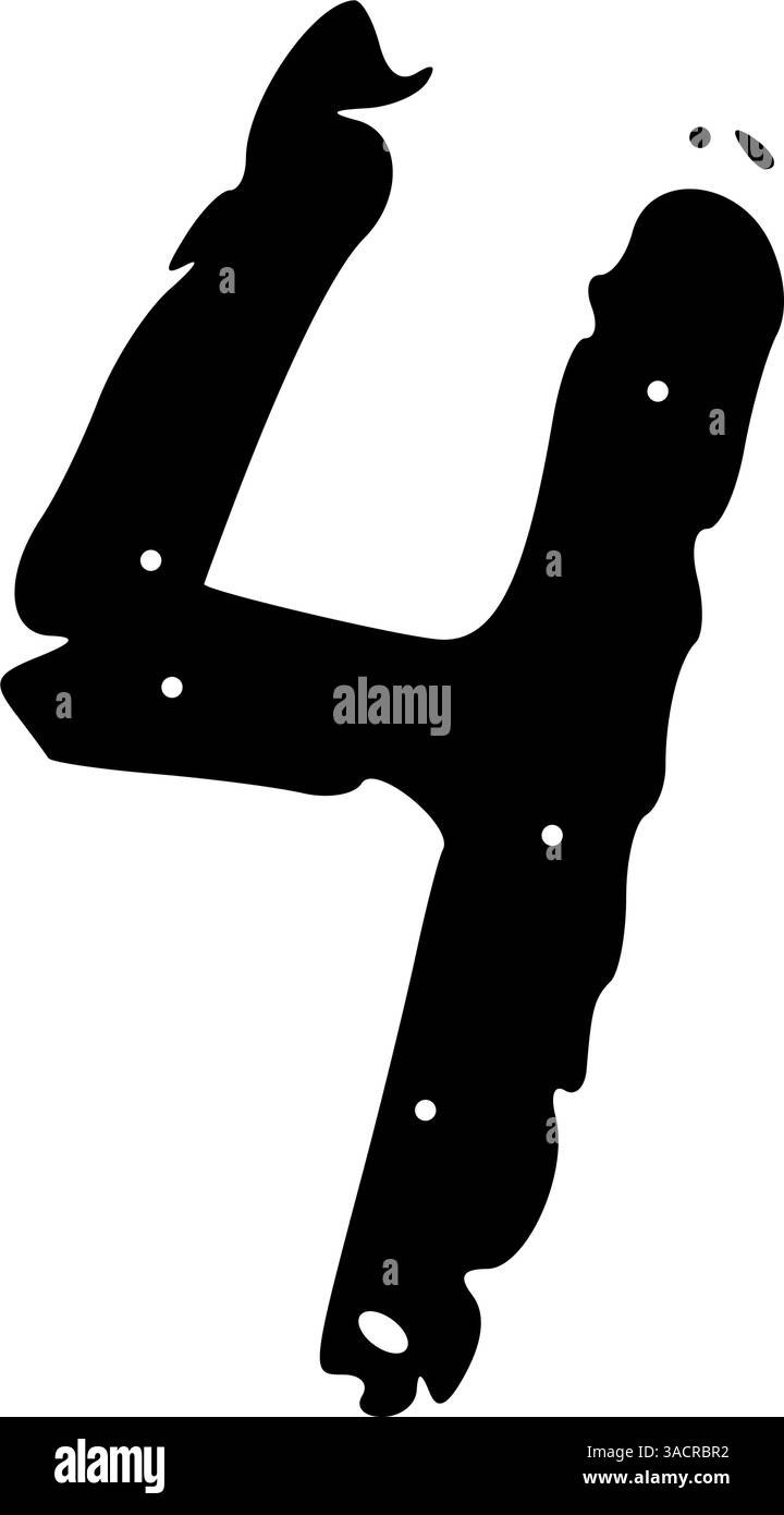 Hand-drawn numbers with brush strokes and spray ink texture, grunge ...