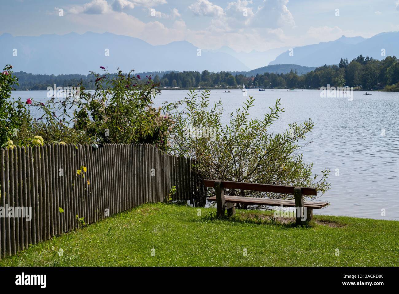 Germany, Bavaria, Upper Bavaria, Uffing, Staffelsee, Idyllic seat Stock ...