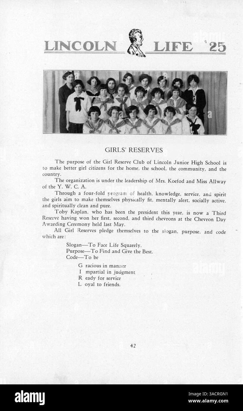 The 1925 yearbook from lincoln jr high captures the students hi-res ...