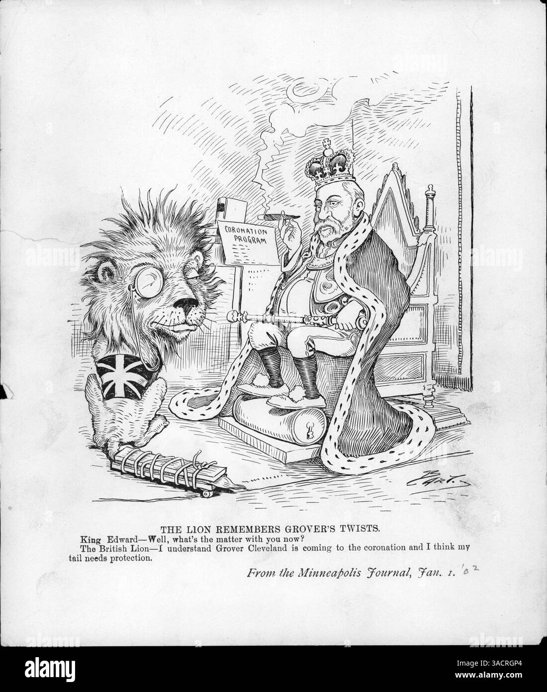 A political cartoon showing King Edward and The British Lion ...