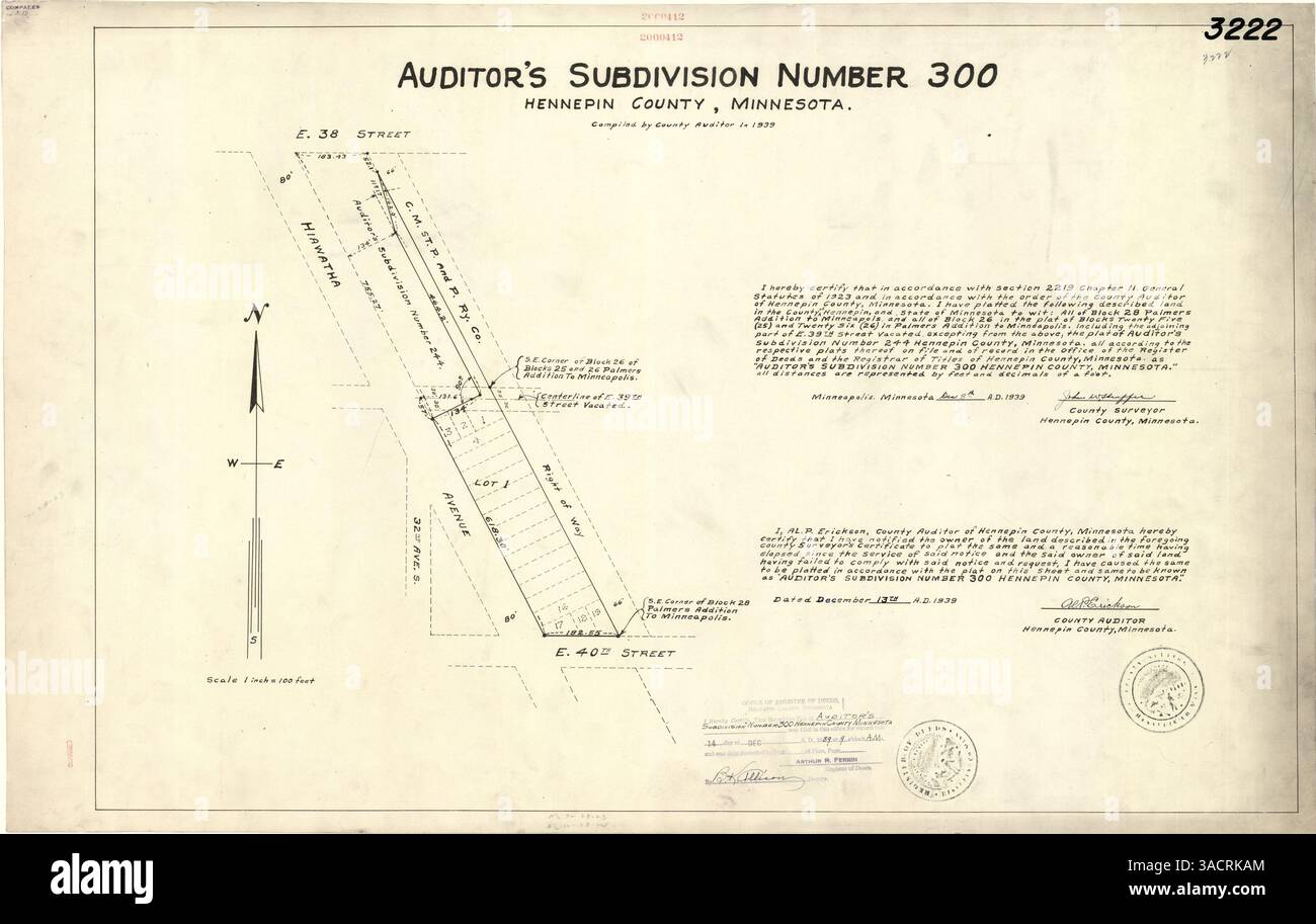 A map showing Auditor's Subdivision Number 300, a designated area ...